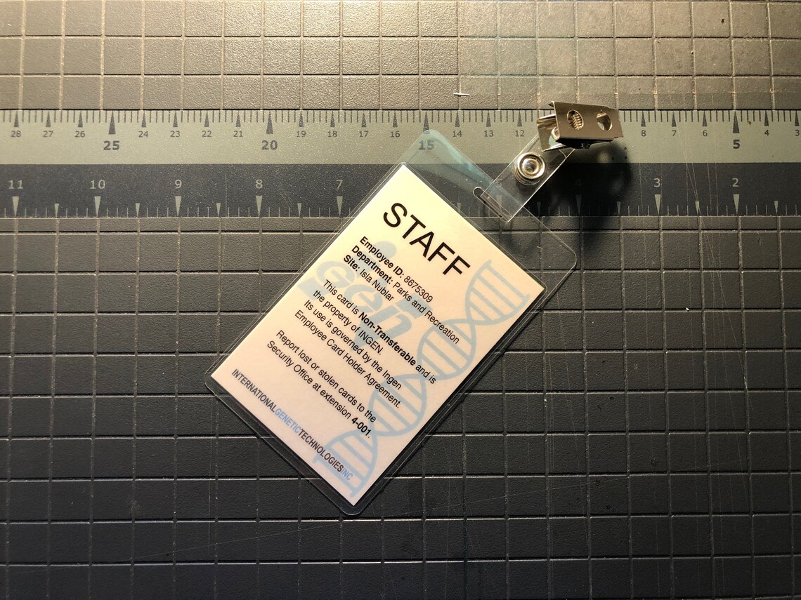 Jurassic Park Ranger ID Badge green | Etsy