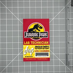 Jurassic Park Lab Technician ID Badge - [PDF Digital Download] - Etsy