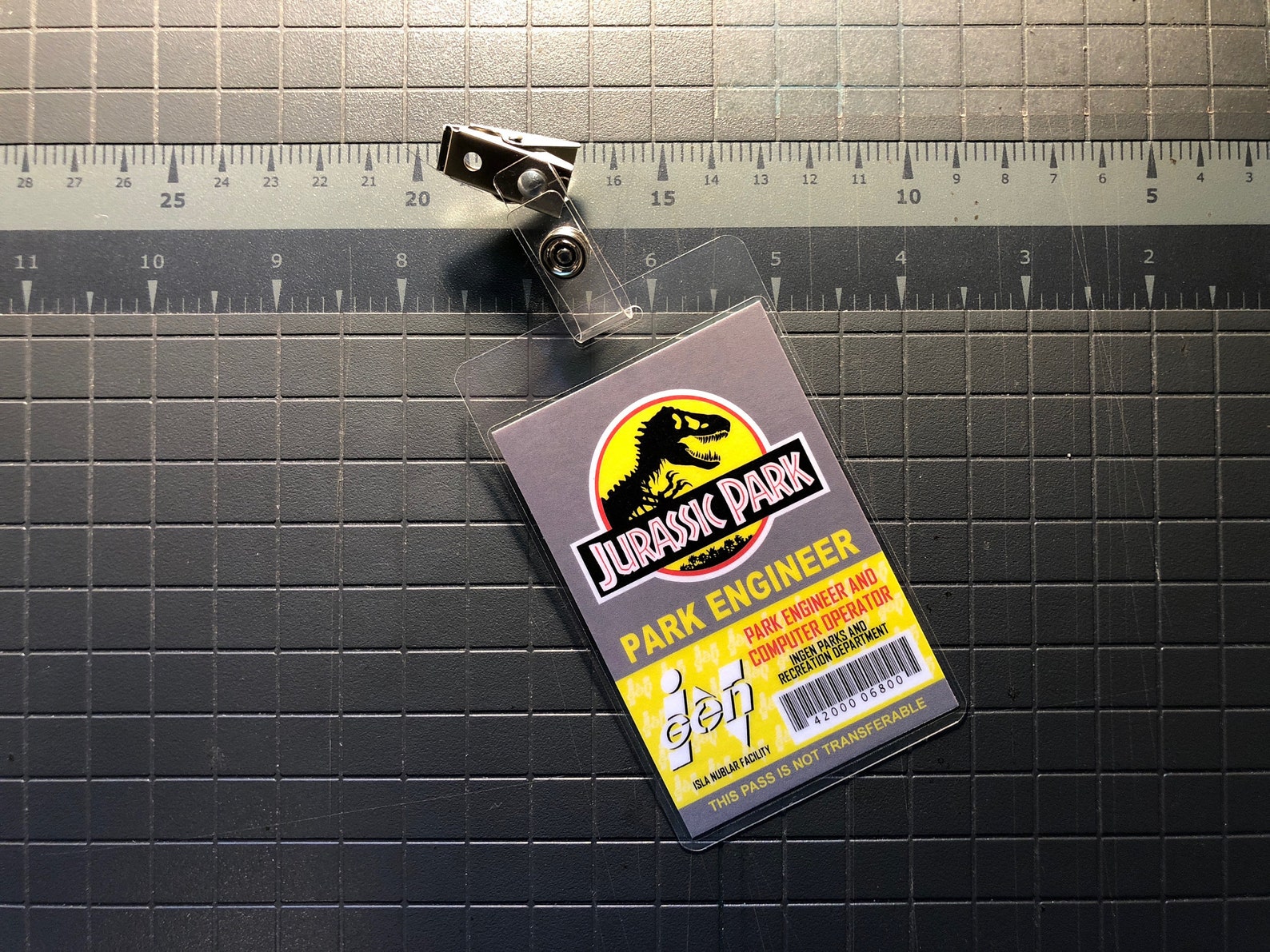 Jurassic Park Engineer ID Badge gray | Etsy
