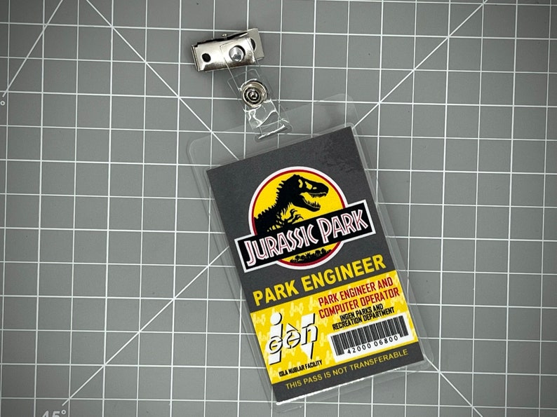 Jurassic Park Engineer ID Badge gray - Etsy