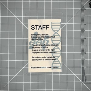 Jurassic Park Lab Technician ID Badge - [PDF Digital Download] - Etsy