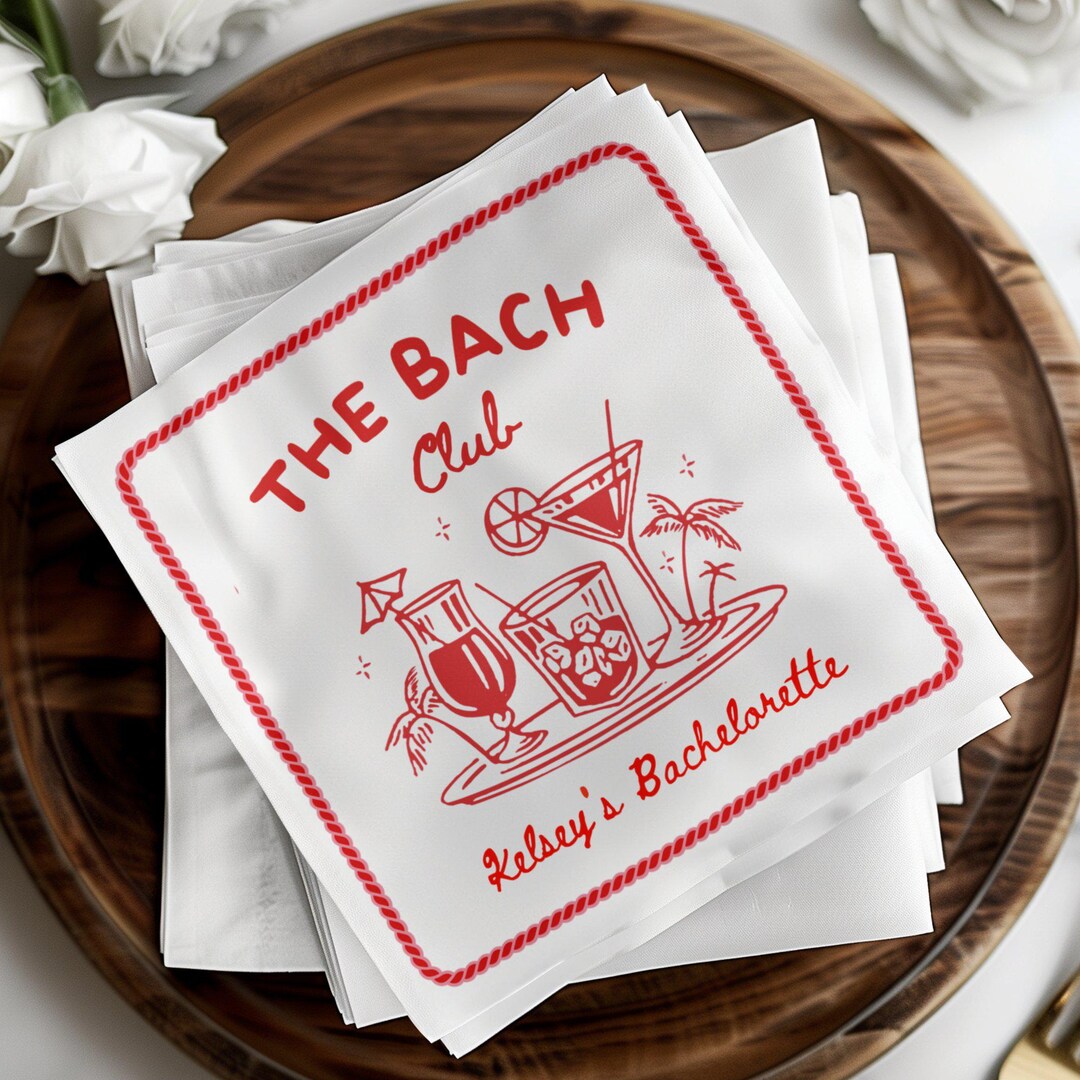Custom Bach Club Napkins, Bachelorette Party Napkins, Personalized ...