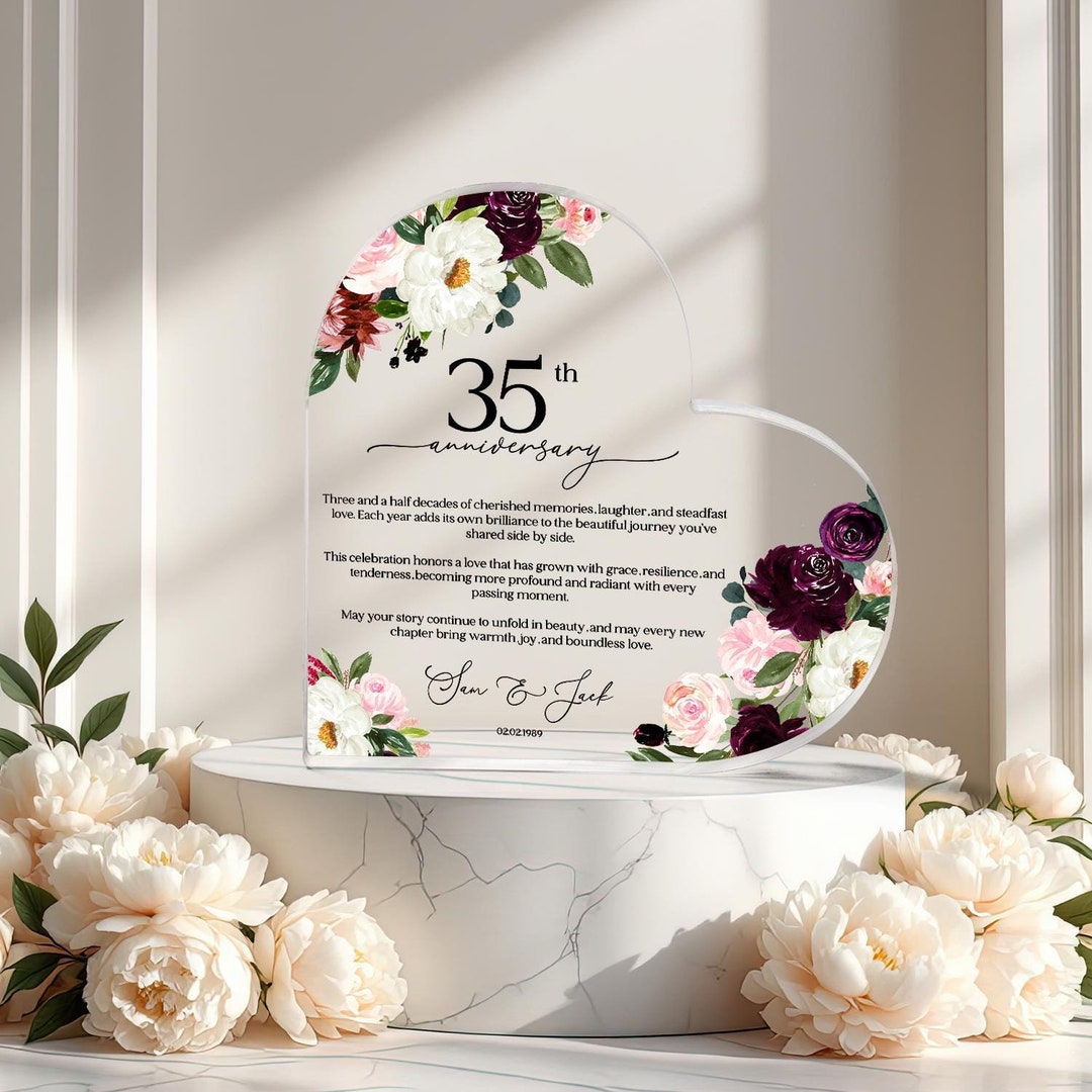 Elegant Personalized 35th Anniversary Heart Plaque - Custom Coral ...