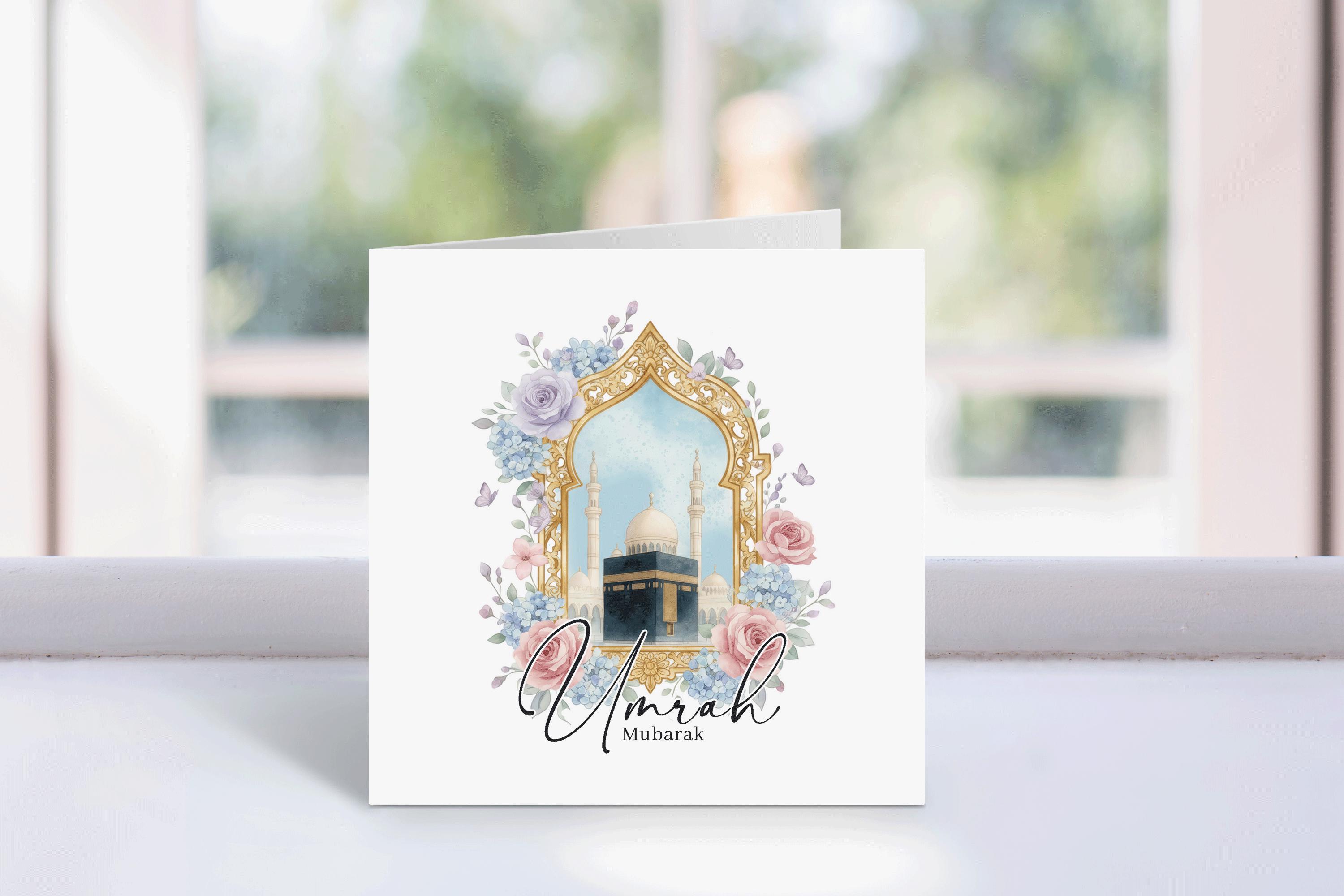 Umrah Mubarak Floral Kaaba Card – Personalized 5x5 - Etsy