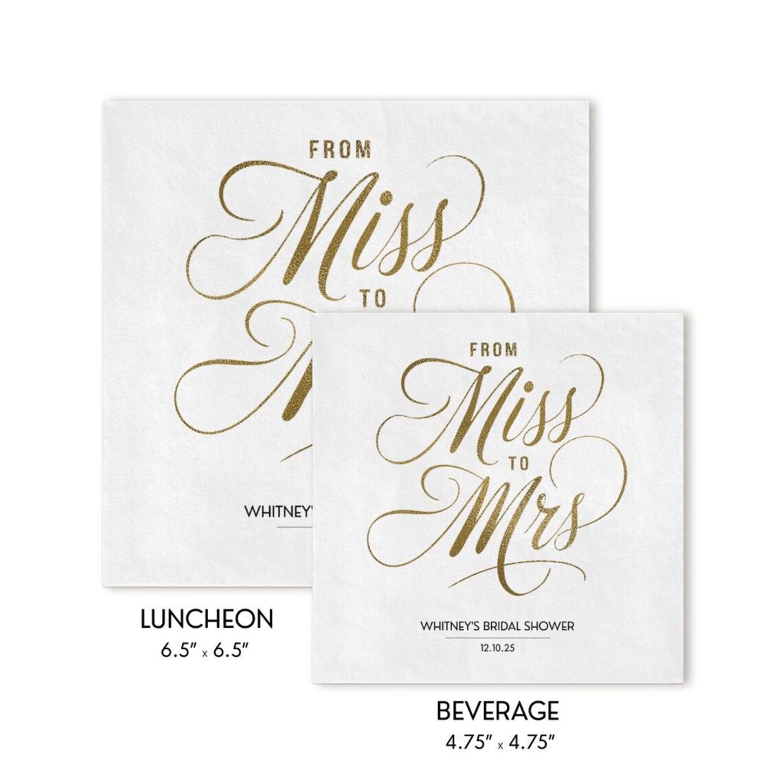 Personalized From Miss to Mrs Cocktail Napkins, Perfect for Bridal ...