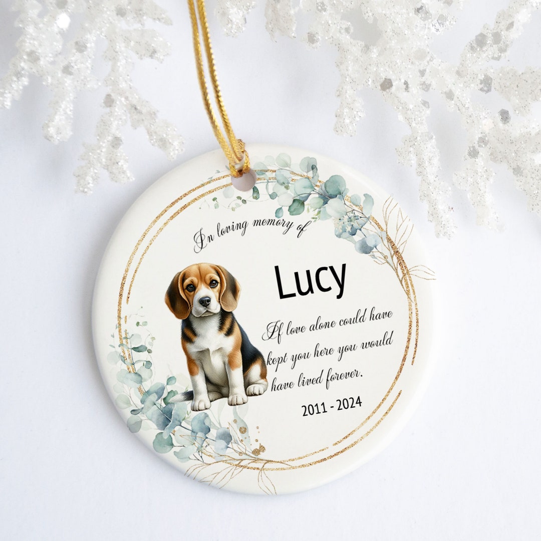Beagle Memorial Ornament, in Loving Memory Dog Keepsake, Personalized ...