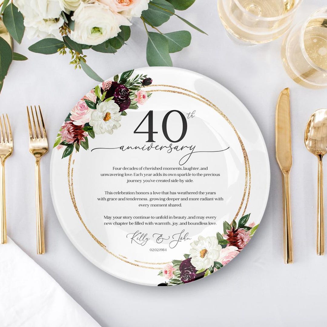 Ruby 40th Anniversary Plate, Custom Ruby Wedding Anniversary Keepsake ...