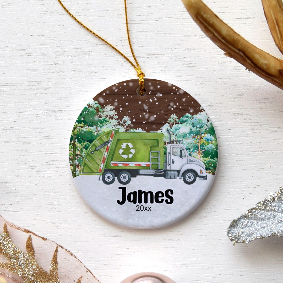 Recycle Truck Ornament, Personalized Trash Truck Christmas Ornament ...