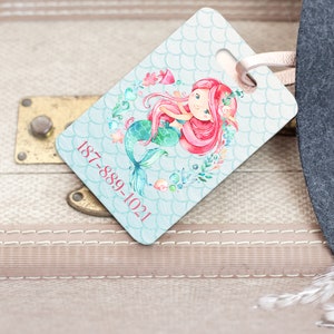 Mermaid Kids Luggage Bag Tag, Cute Personalized Travel Accessory for ...