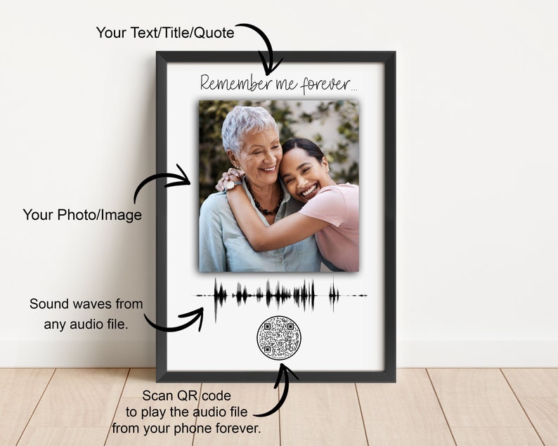 Personalized Soundwave Art With QR Code, Custom Voice Message & Photo ...