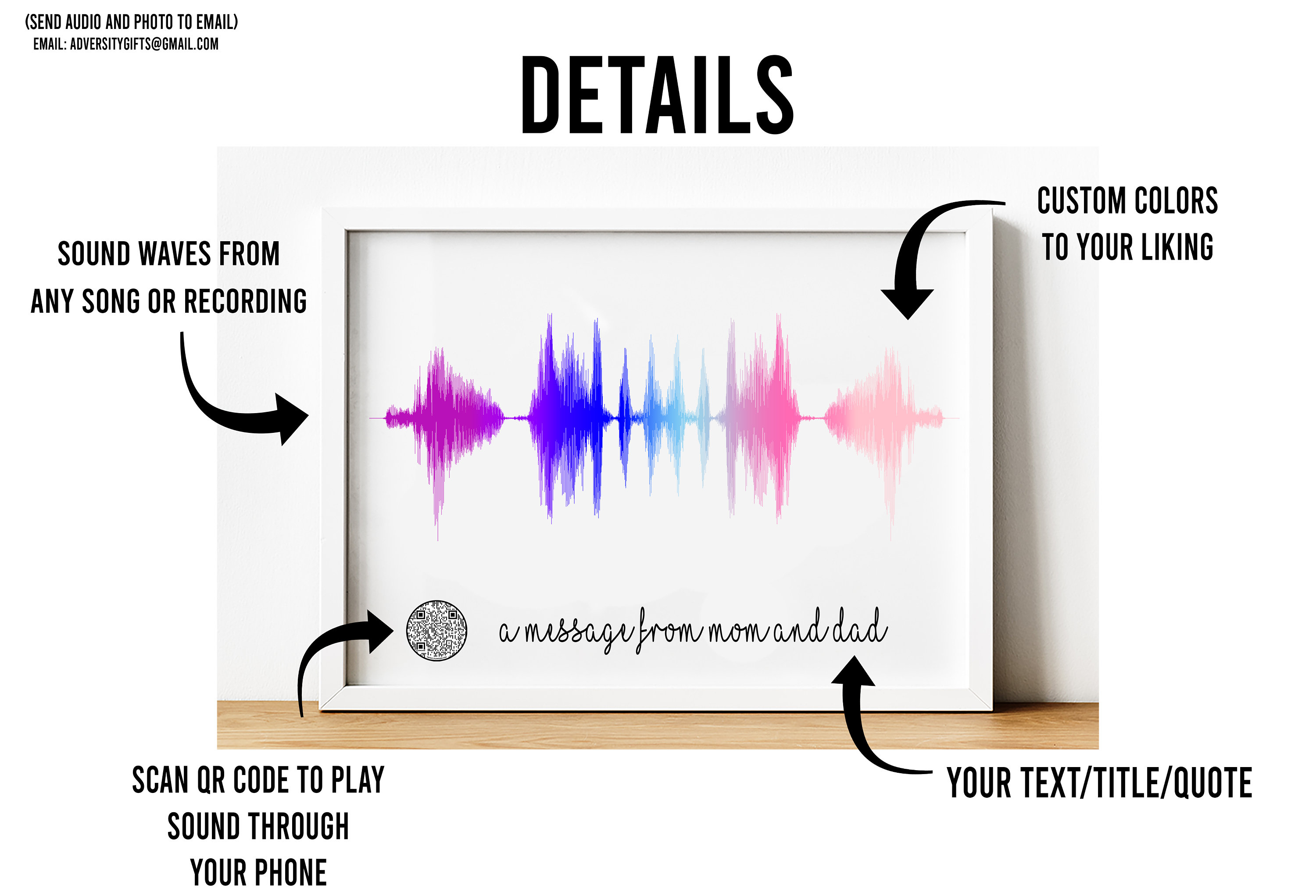 Personalized Sound Wave Photo PLAYABLE QR CODE His Gift Her - Etsy