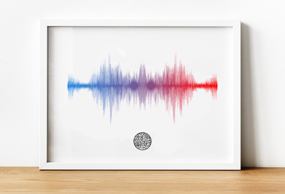 Personalized Sound Wave Photo, PLAYABLE QR CODE, His Gift, Her Gift ...