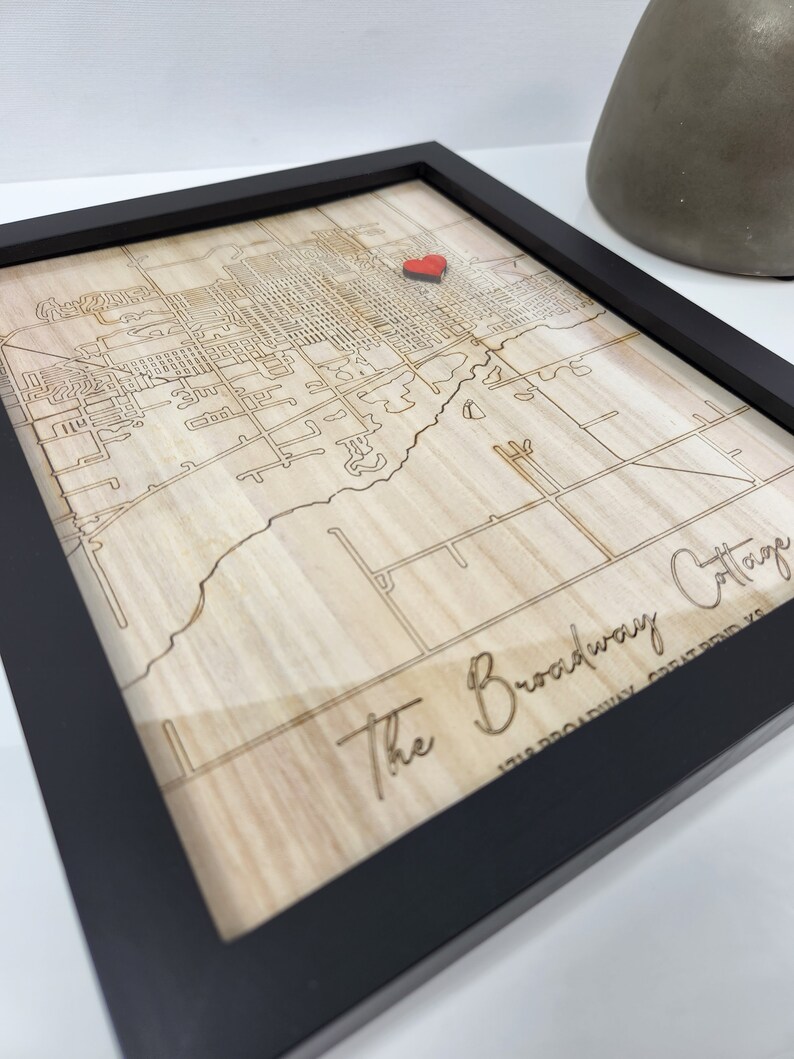Personalized Engraved Wood Map, Custom Location Gift, Framed Wall Art ...