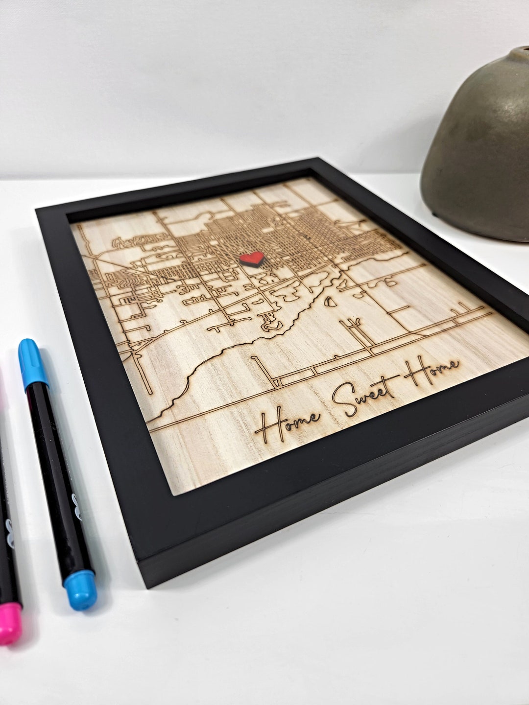 City Map,laser Cut Map, Wood Map, Our Home,where the Heart Is, Custom ...