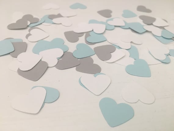 Blue/white/grey Heart Confetti - Etsy