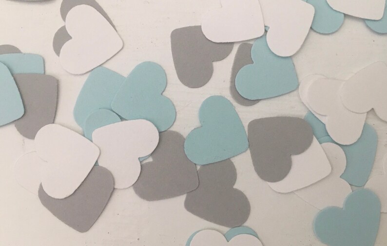 Blue/white/grey Heart Confetti - Etsy