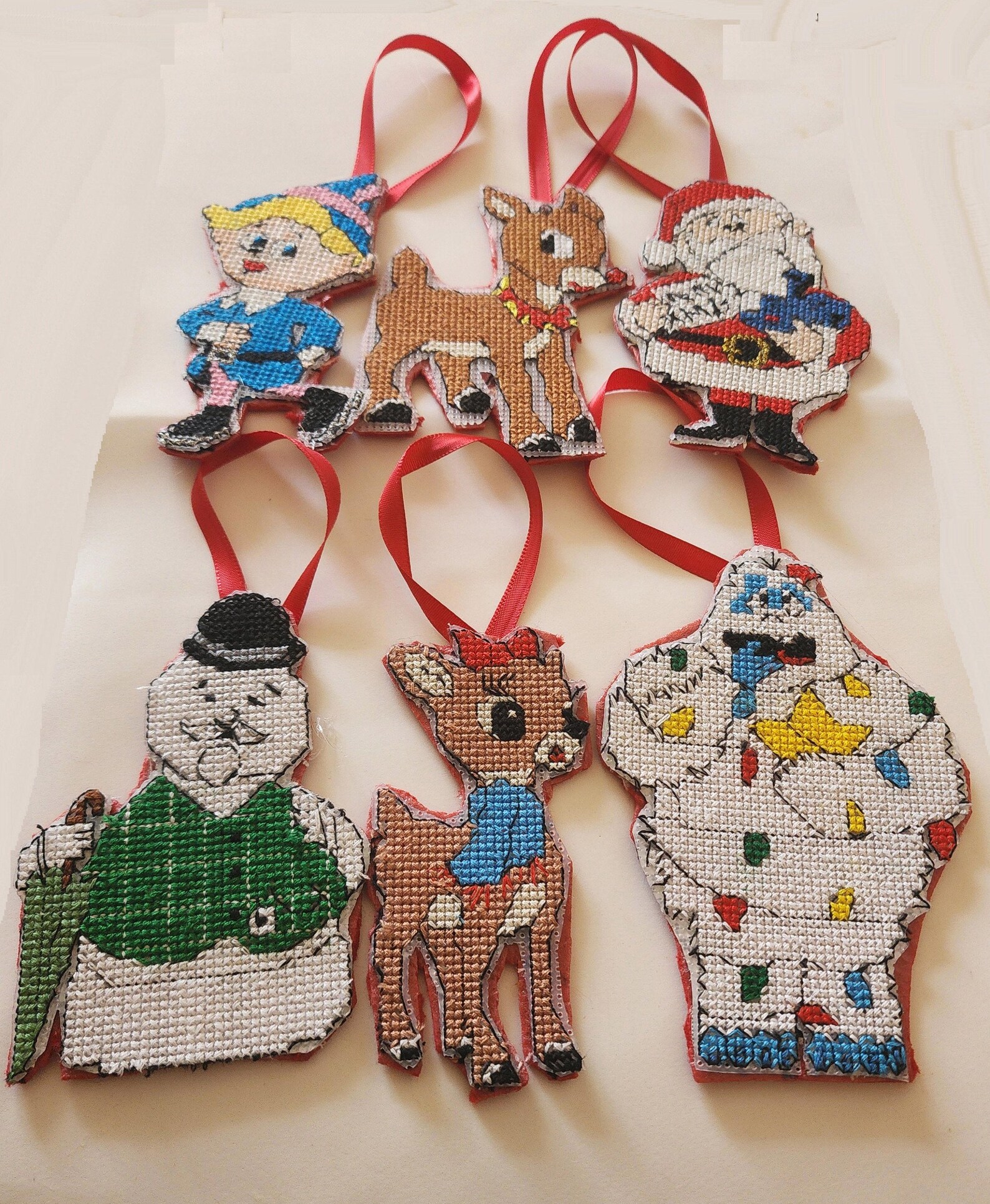 DIY Rudolph Cross Stitch Christmas Ornaments, Pattern, Set of Six ...