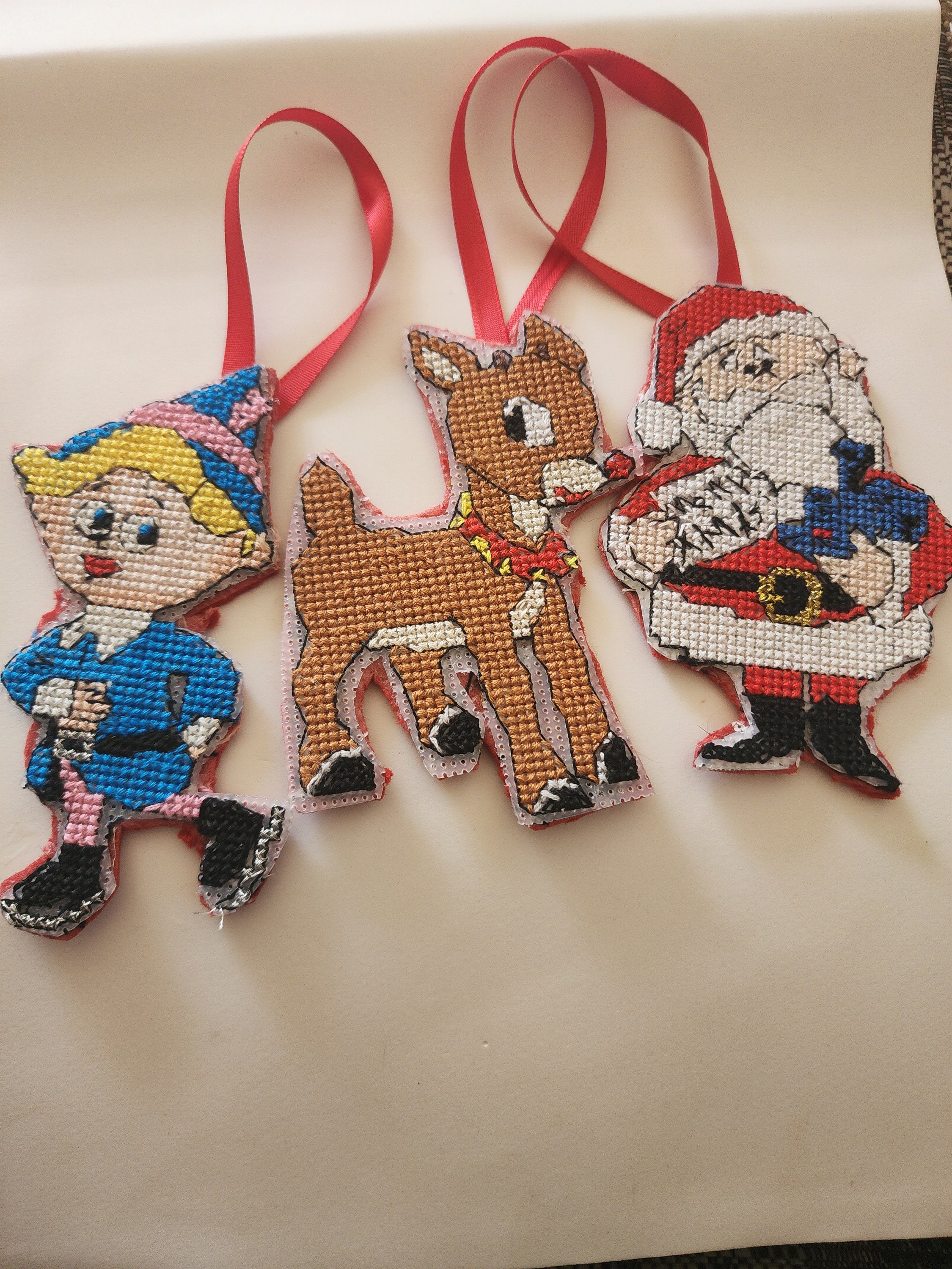DIY Rudolph Cross Stitch Christmas Ornaments, Pattern, Set of Six ...