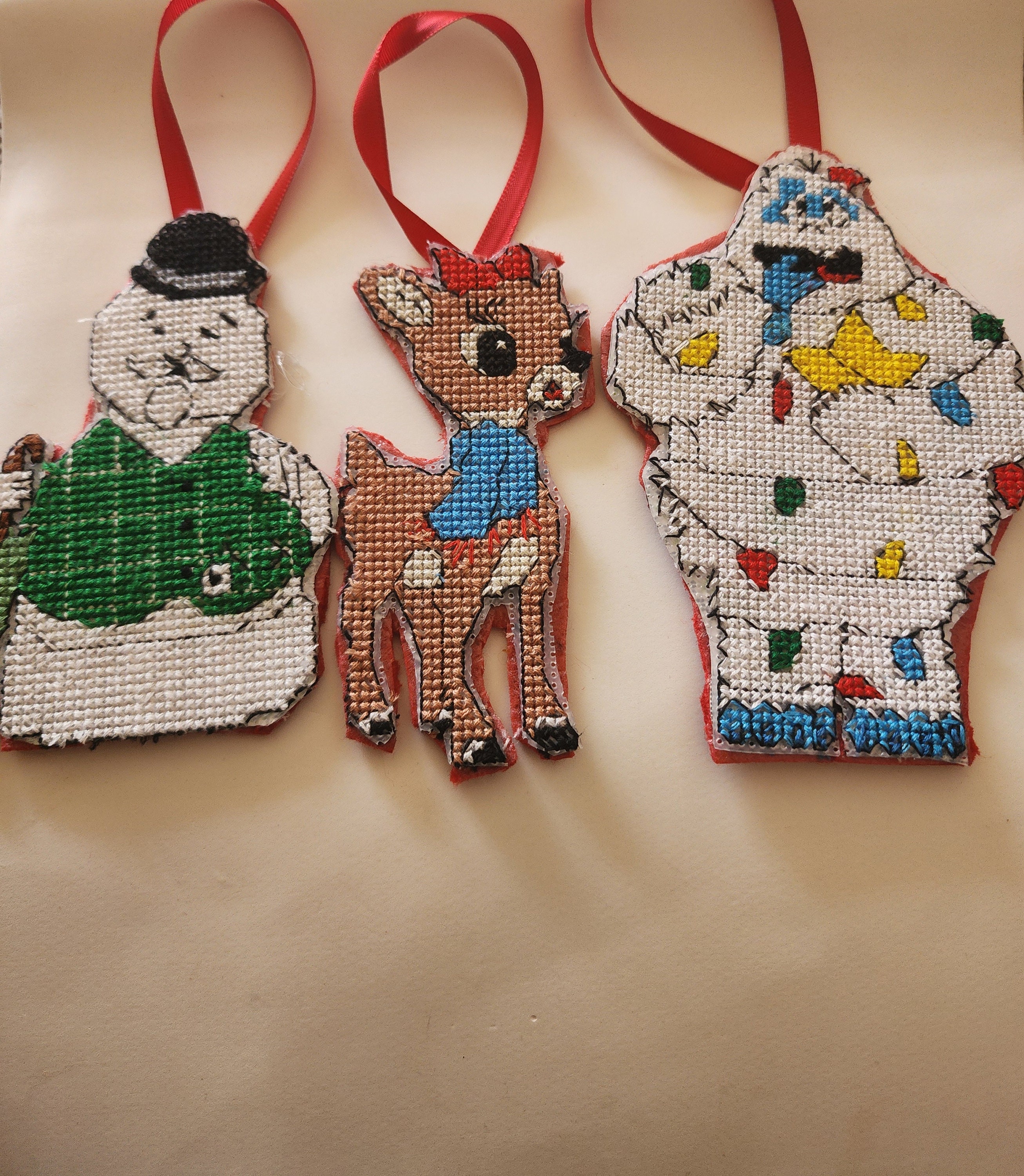 DIY Rudolph Cross Stitch Christmas Ornaments, Pattern, Set of Six ...