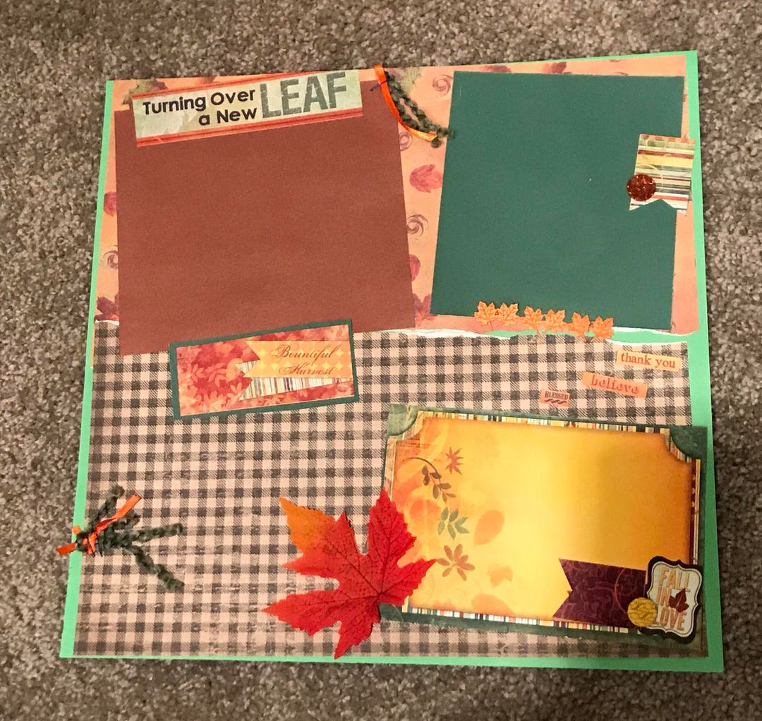 Fall Leaves / Fall Color Premade 12x12 Page Layout - TWO PAGE LAYOUT - Etsy