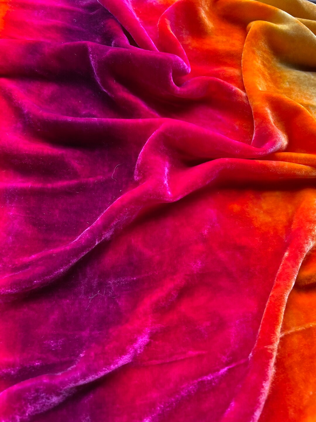 Autumn Leaves Velvet Panel Hand-dyed Velvet Ombré Velvet Nuno Felting ...