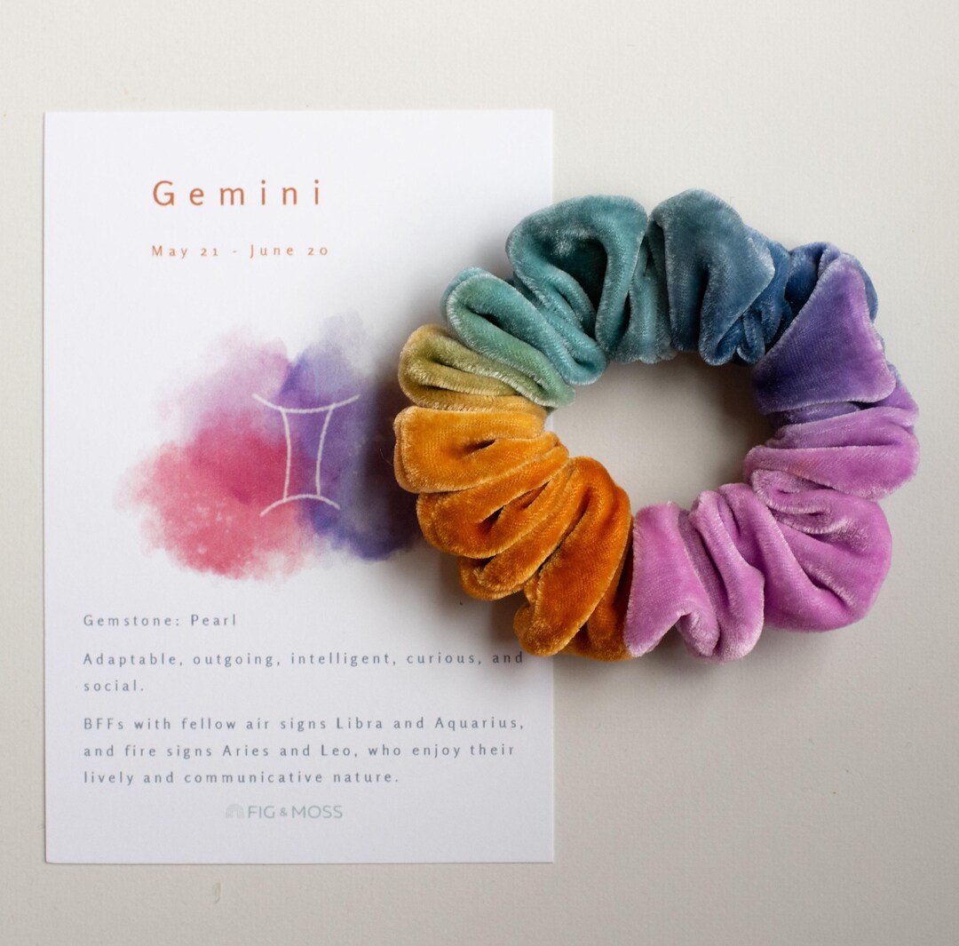 GEMINI Zodiac Scrunchie: Hand-dyed Silk Velvet Astrology Gift - Etsy