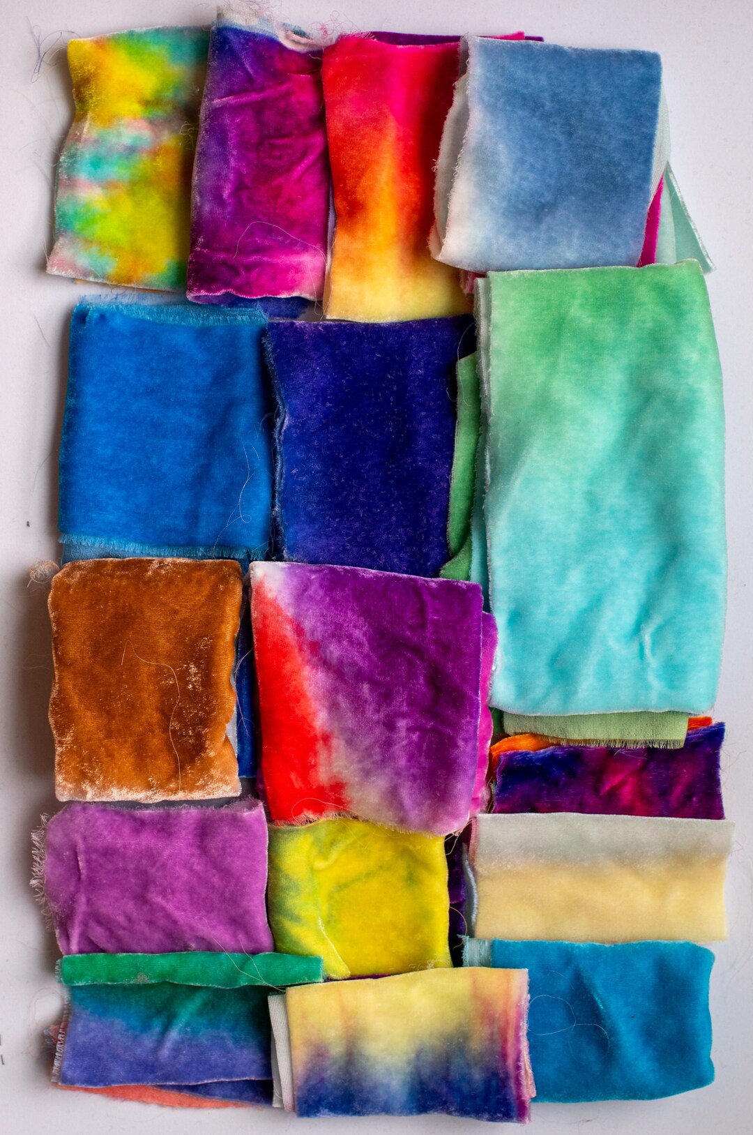 Hand-dyed Silk Velvet Scraps: Artisan Fabric Samples in 30 Gr Batches ...