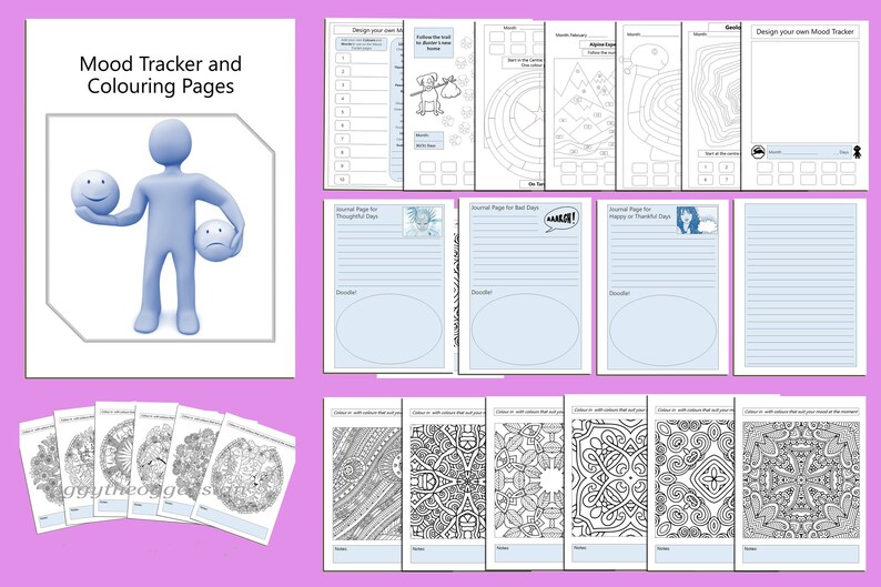 MOOD TRACKER Journal and Colouring Pages Instant Download - Etsy
