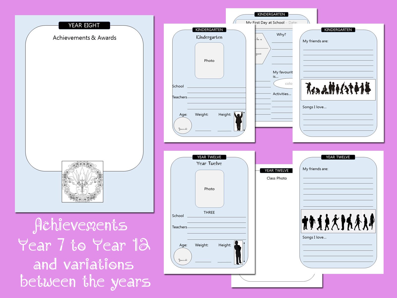 SCHOOL DAYS Memory Book. A Printable Journal Book of Memories. Instant ...