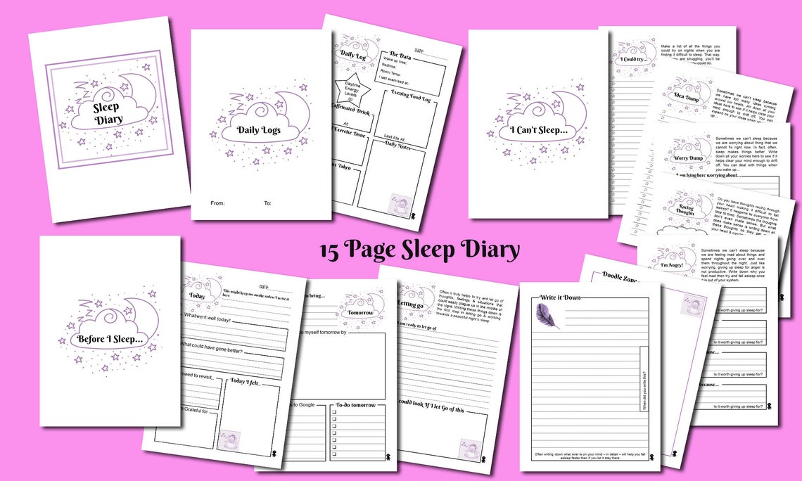 Printable SLEEP Diary - Instant Digital Download Sleep Journal to ...