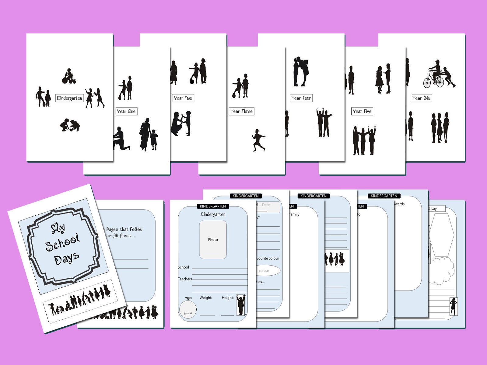 SCHOOL DAYS Memory Book. A Printable Journal Book of Memories. Instant ...