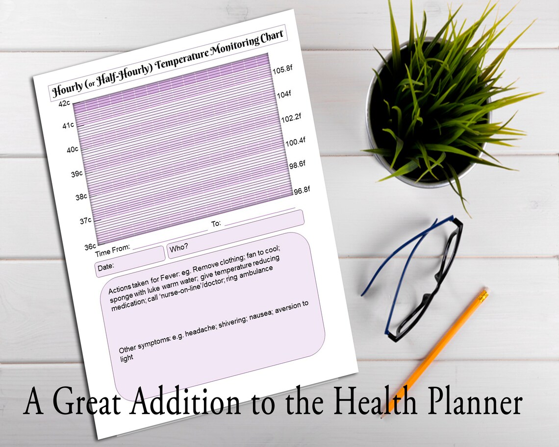 Printable Body Temperature Recording Bundle. Instant Download for Colds ...