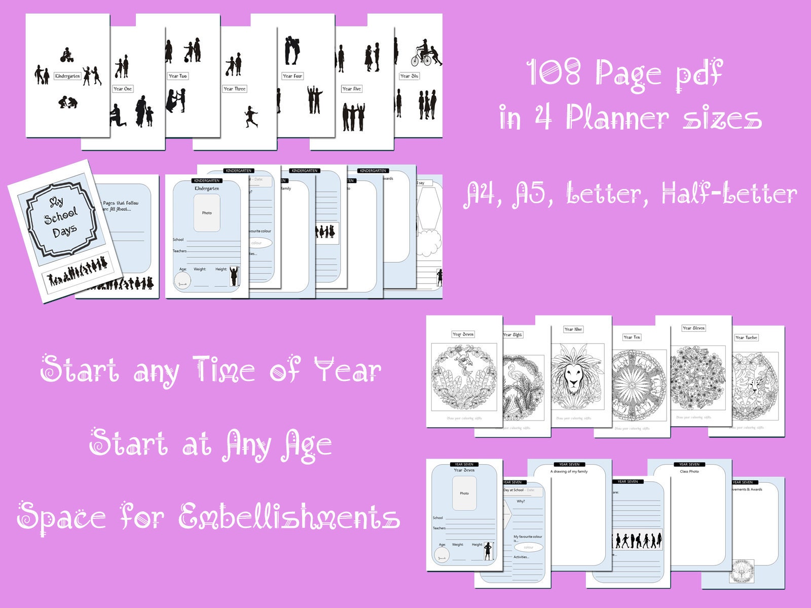 SCHOOL DAYS Memory Book. A Printable Journal Book of Memories. Instant ...