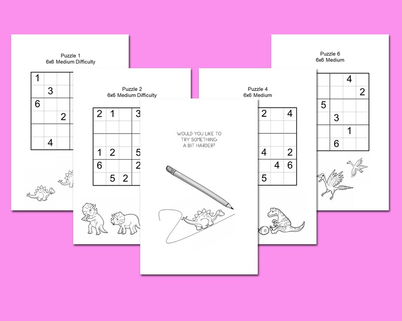 Printable SUDOKU for Kids, Dinosaur Sudoku, Instant Digital Download ...