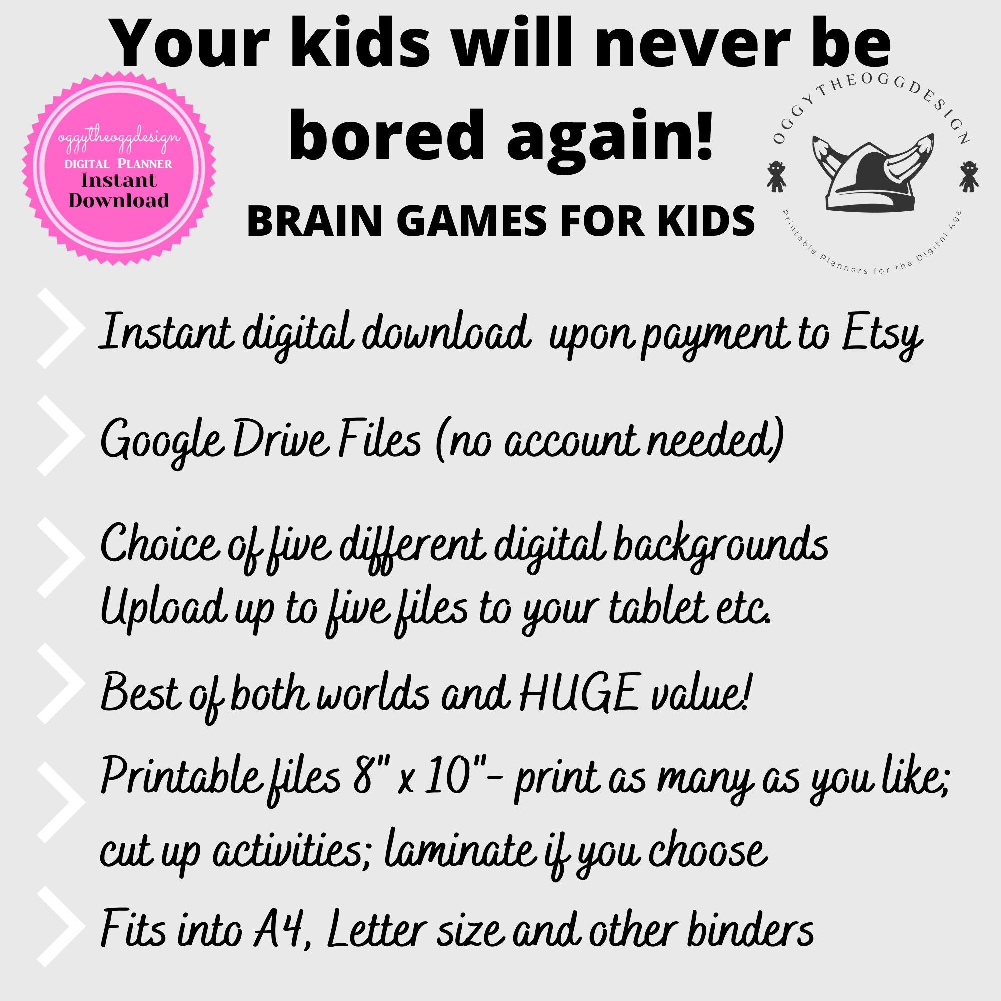 DIGITAL Kids Activity Book PRINTABLE Planner Pages. Ebook Children's ...