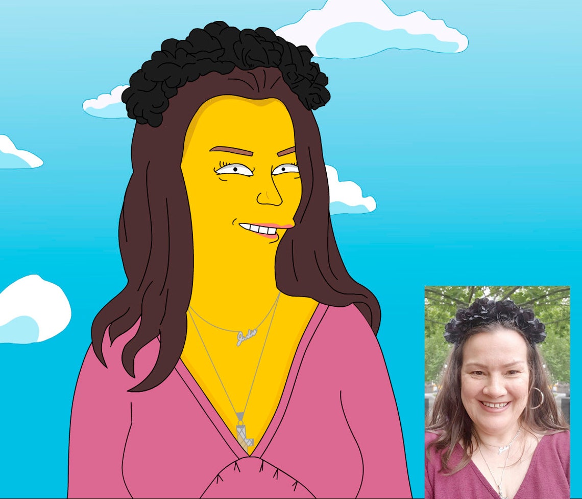 Custom Simpsons Portrait Custom Yellow Caricature Portrait | Etsy