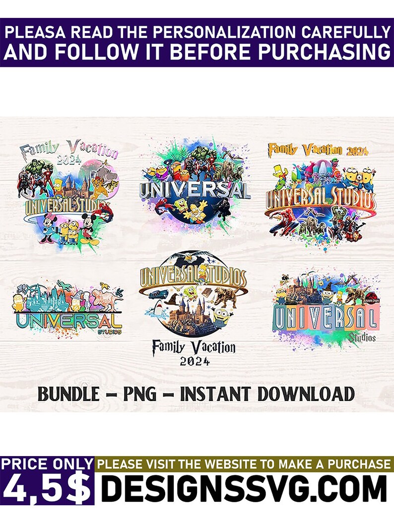 Bundle Universal Studio 2024 Png, 2024 Family Trip Png, Universal ...