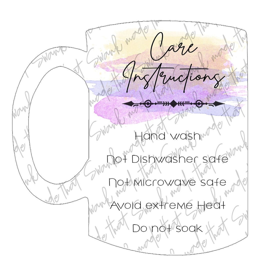 Mug, Cup, Wash Instructions, Care Card Instructions, Print 'n Cut JPG ...