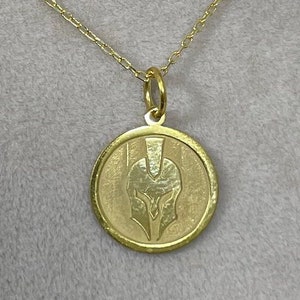 Gold Solid 14K Real Gold Spartan Helmet Necklace, 14K Solid Gold ...