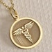 Gold Solid 14K Real Gold Medic Disc Pendant, Medical Alert Necklace ...