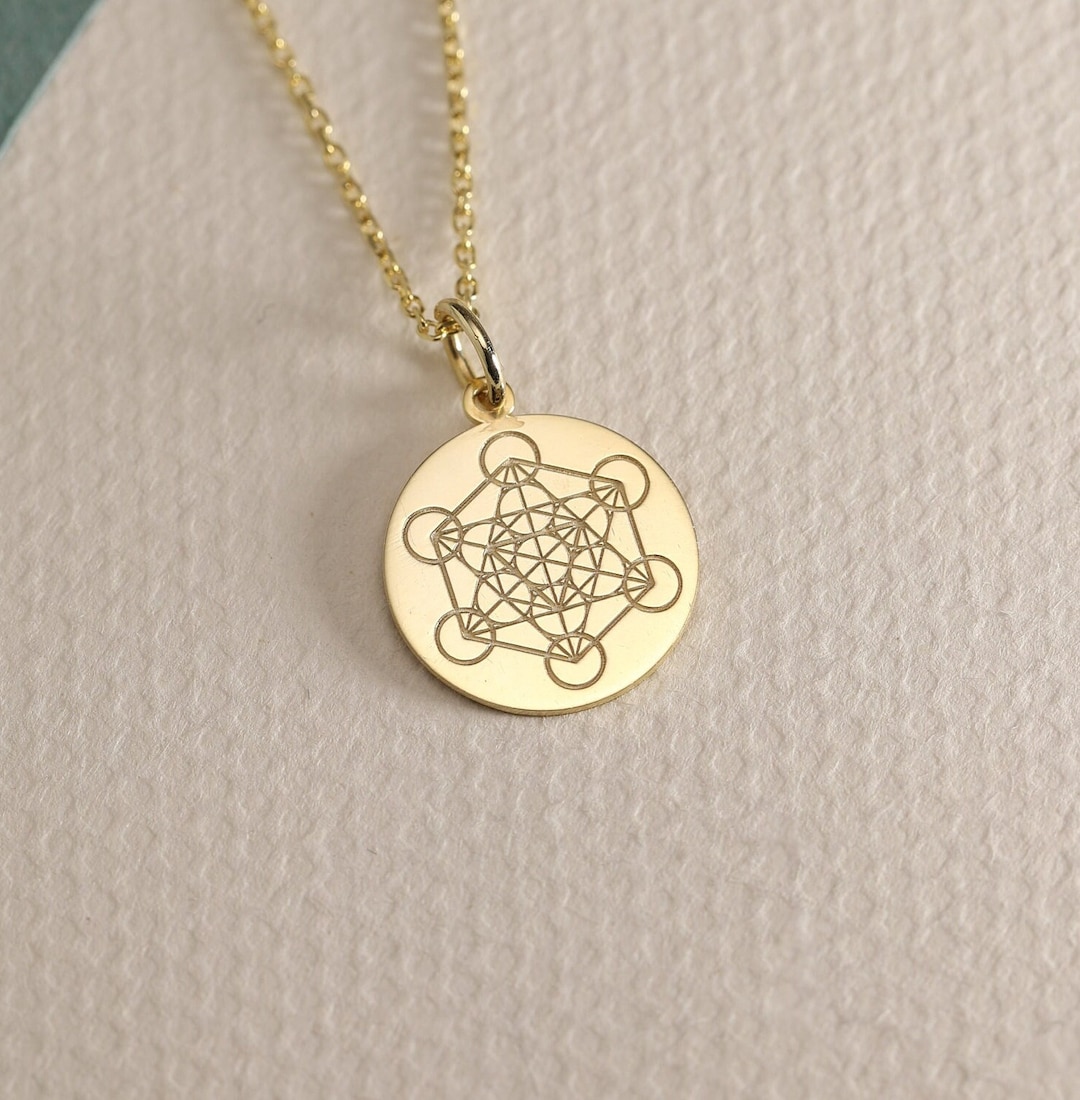 Gold Solid 14K Real Gold Metatron Necklace , Metatron Cube Pendant ...