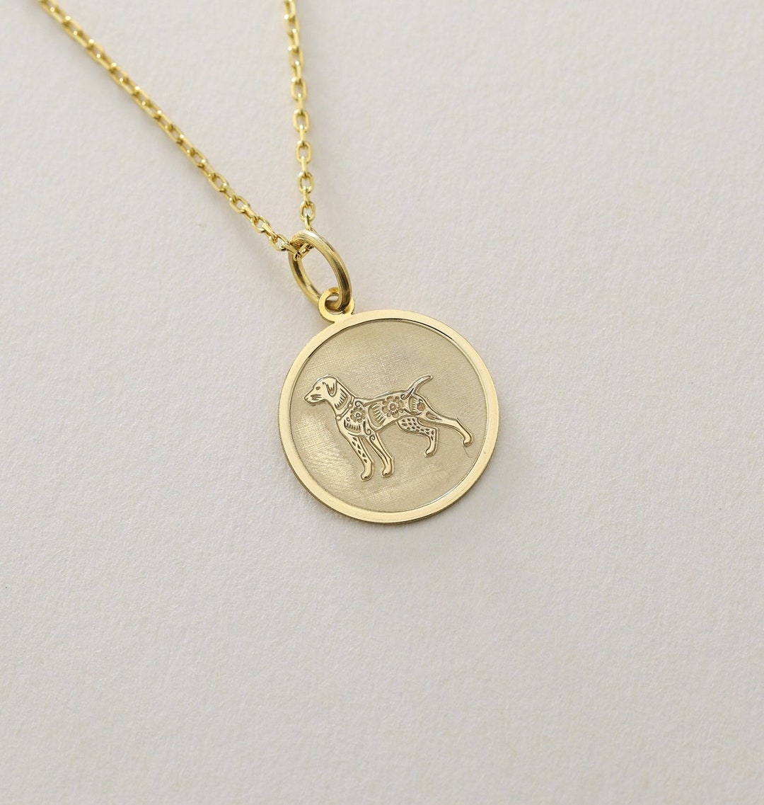 14k Solid Gold Celtic Dog Pendant , Celtic Dog Necklace , Dog Paw Gold ...