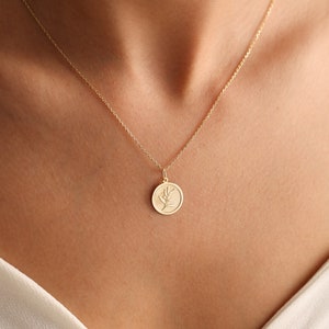 Gold Solid 14K Real Gold Olive Branch Necklace, Gold Olive Tree Pendant ...