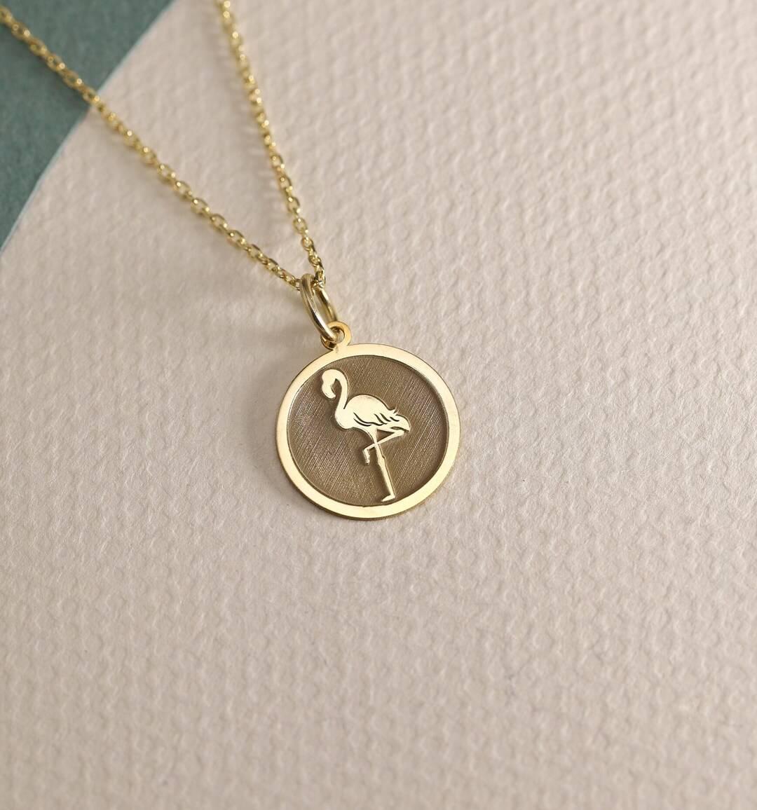 Gold Solid 14K Real Gold Flamingo Necklace , Flamingo Dainty Gold ...