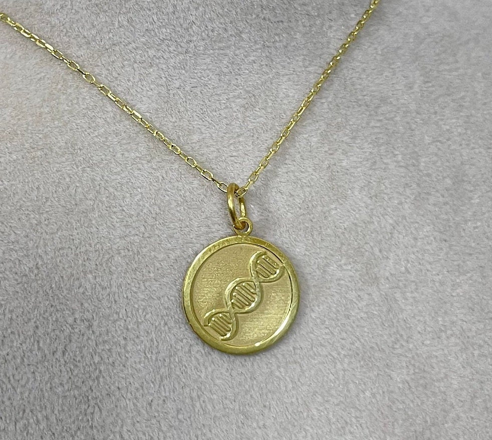 Gold Solid 14K Real Gold DNA Necklace 14K DNA Pendant DNA - Etsy