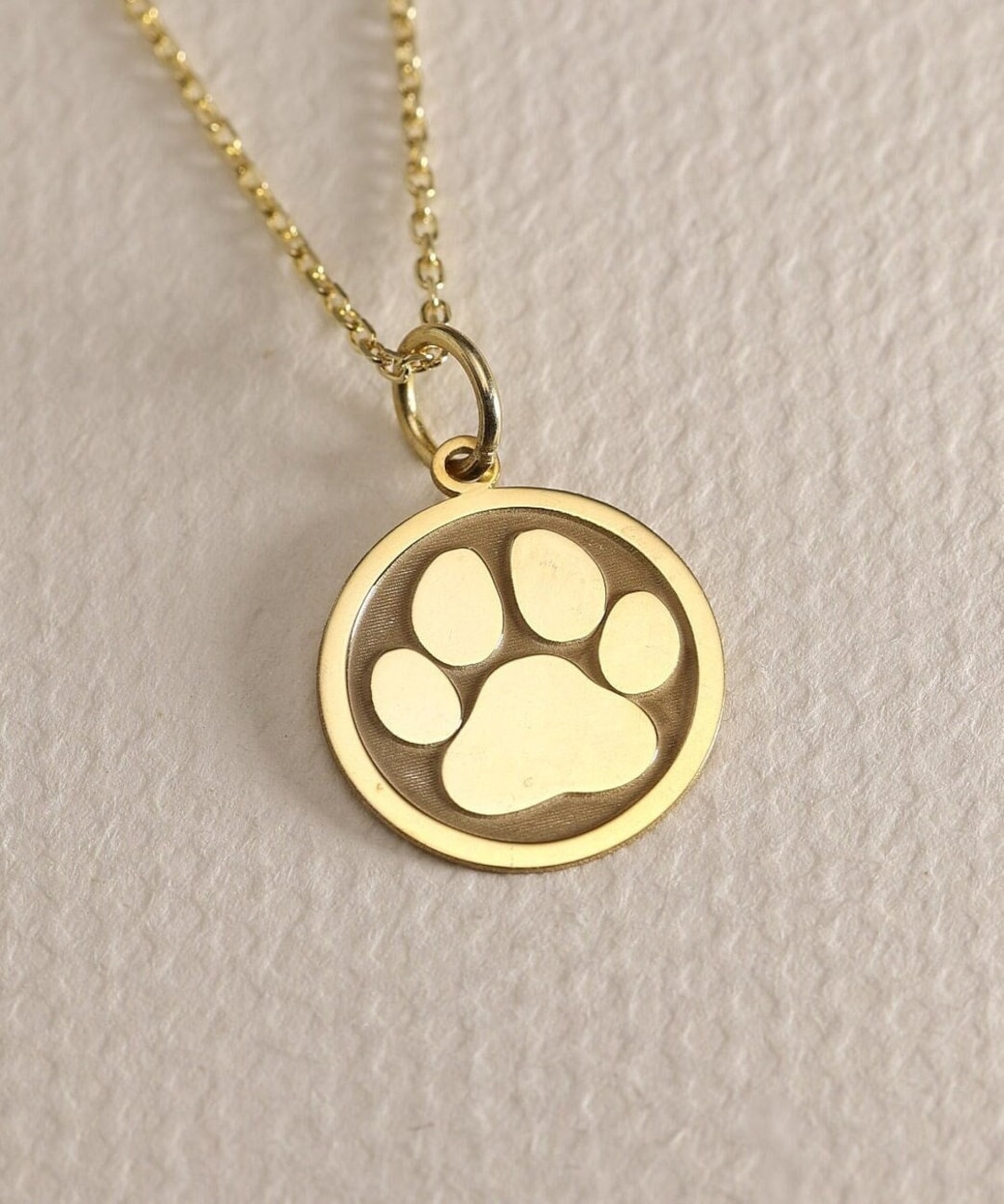 Gold Solid 14K Real Gold Dog Paw Necklace, Personalized Dog Paw Pendant ...