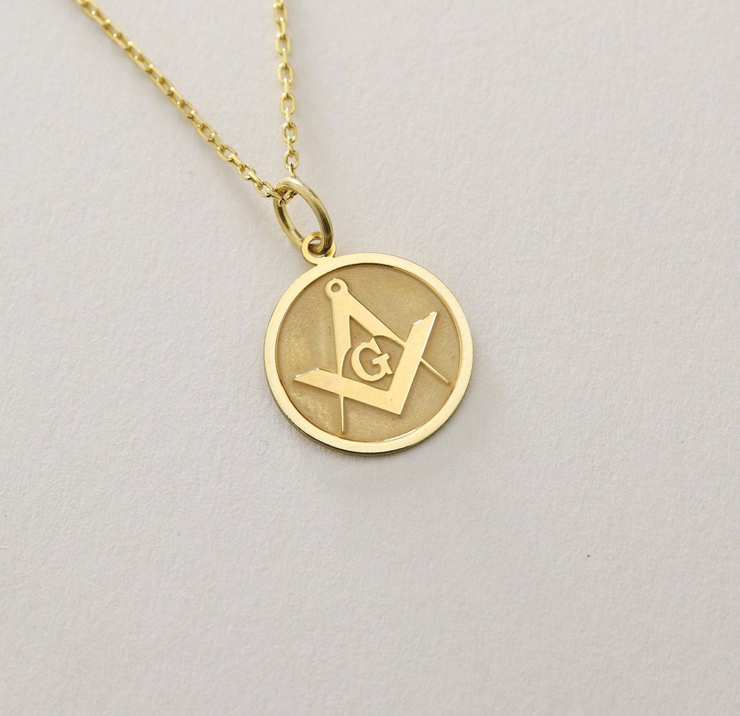 14k Solid Gold Masonic Pendant , Layered Masonic Necklace , Mason ...