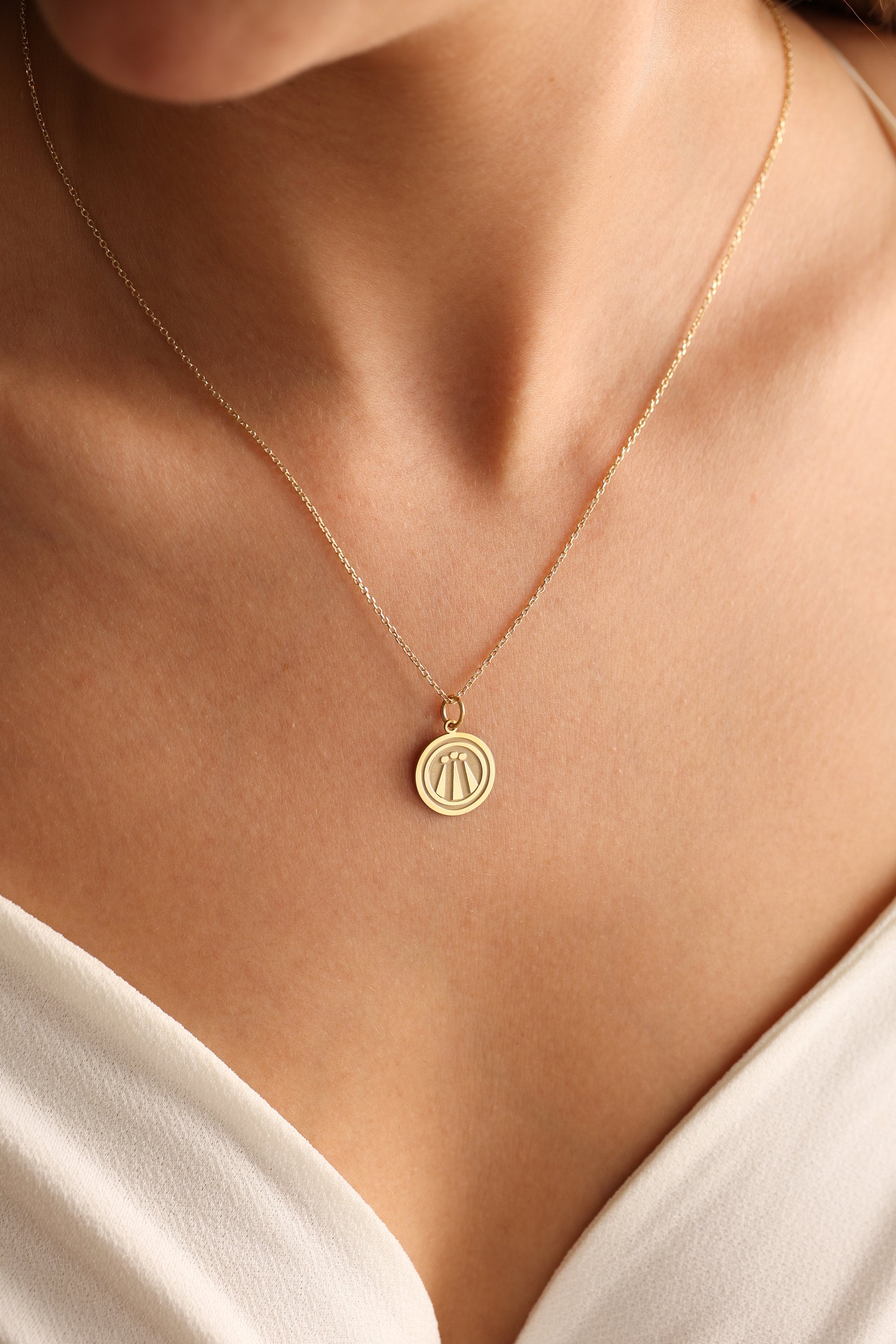 Gold Solid 14K Real Gold Awen Necklace, Personalized Awen Celtic Symbol ...