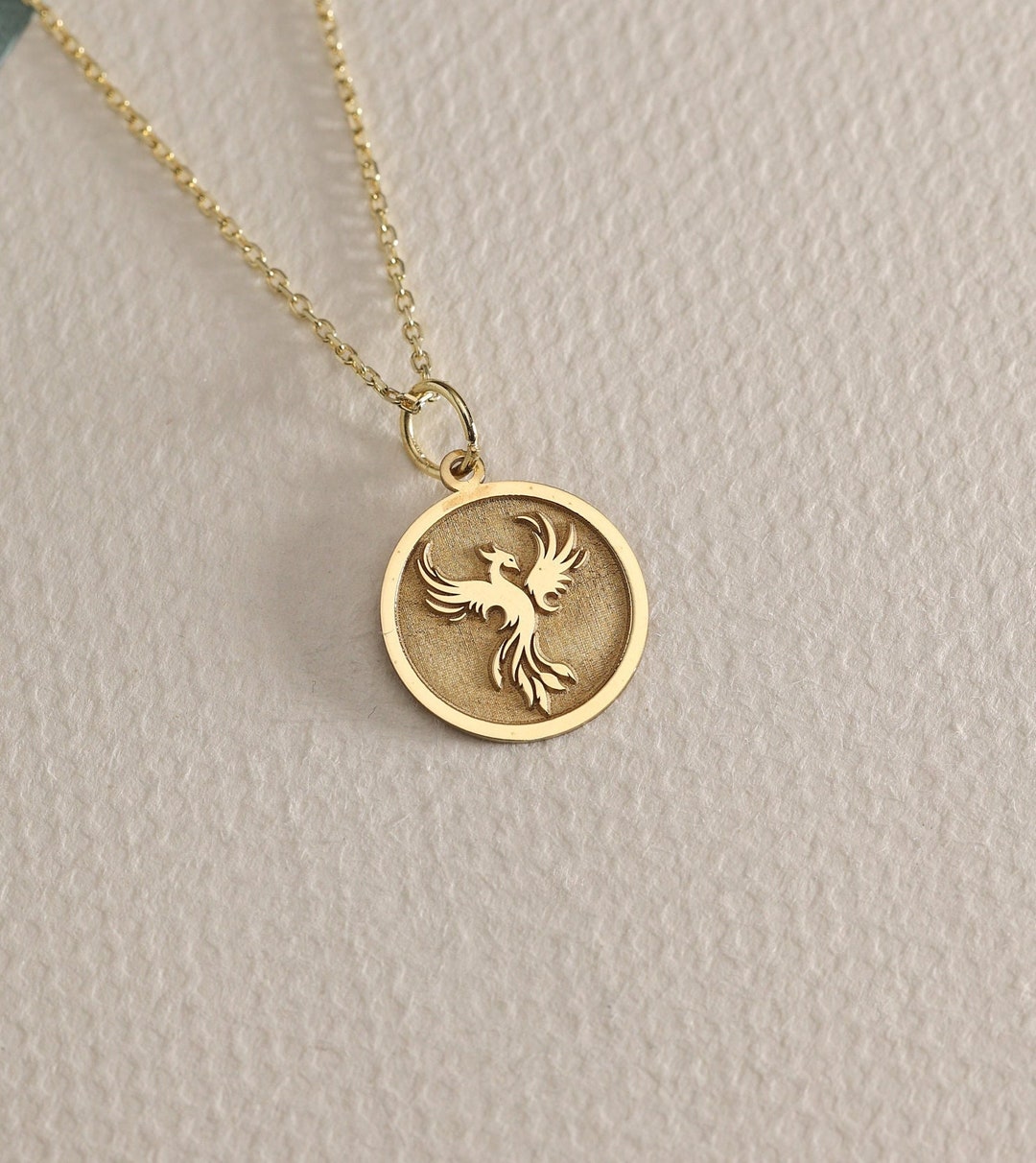 Gold Solid 14K Real Gold Phoenix Bird Necklace, Personalized Phoenix ...