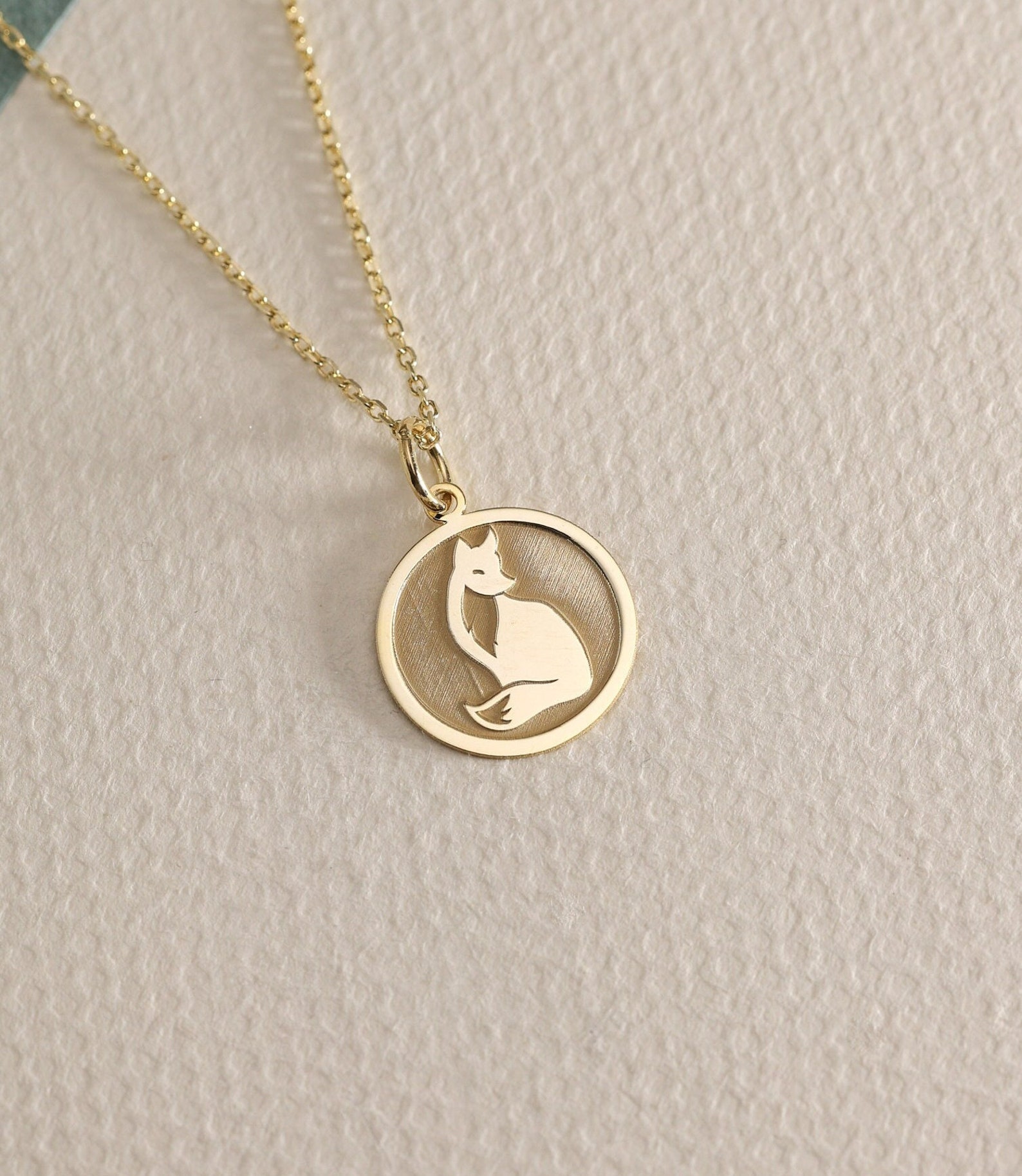 Gold Solid 14K Real Gold Fox Necklace, Minimalist Fox Necklace, Wild ...